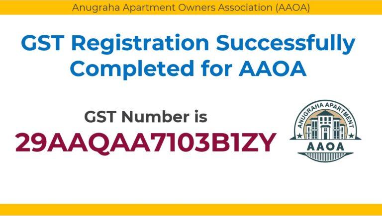 AAOA Officially Secures GST Registration – Anugraha Apartment Owners ...